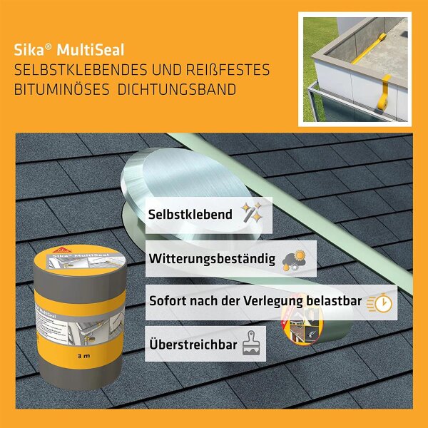 Sika Multiseal Selbstklebendes Bitumen Dach Dichtband 100mm x 3m - Di